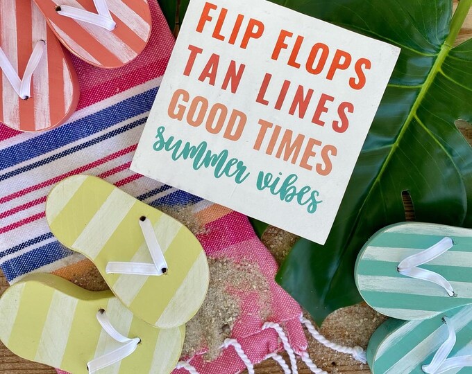 Summertime Vibes Wooden Flip Flop Pair SET Hand-cut & - Etsy