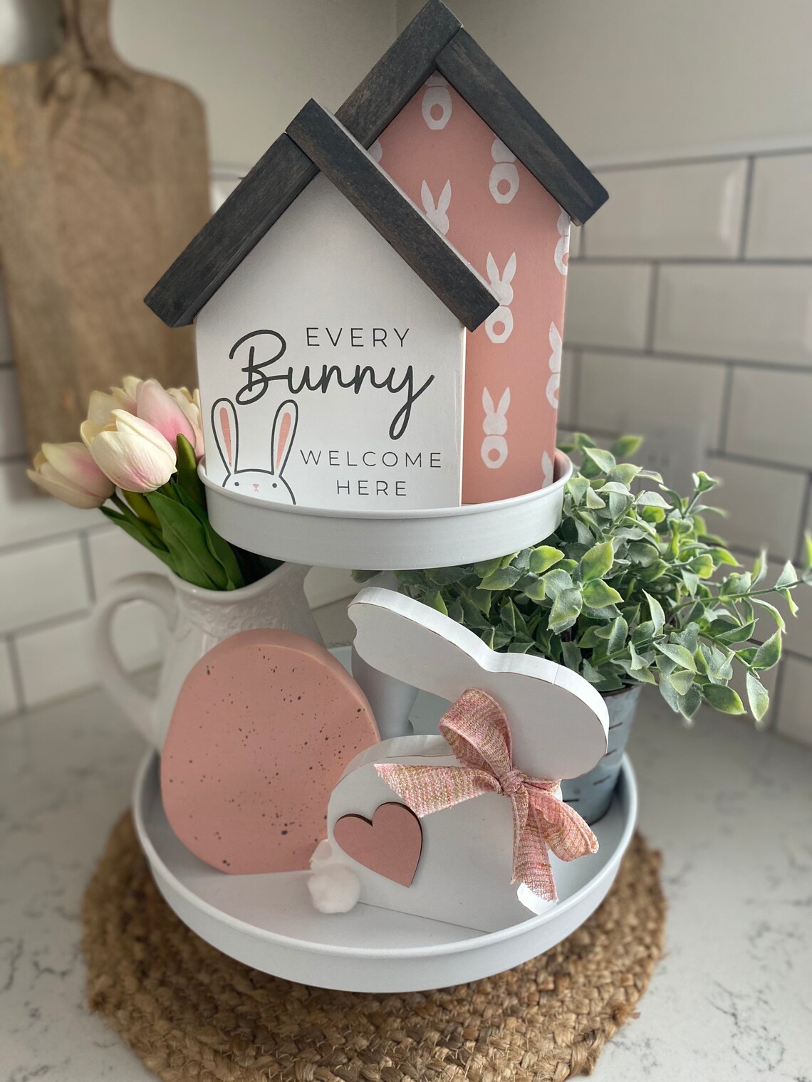 Every Bunny Welcome Here Mini House-Shaped Sign Set Hand | Etsy
