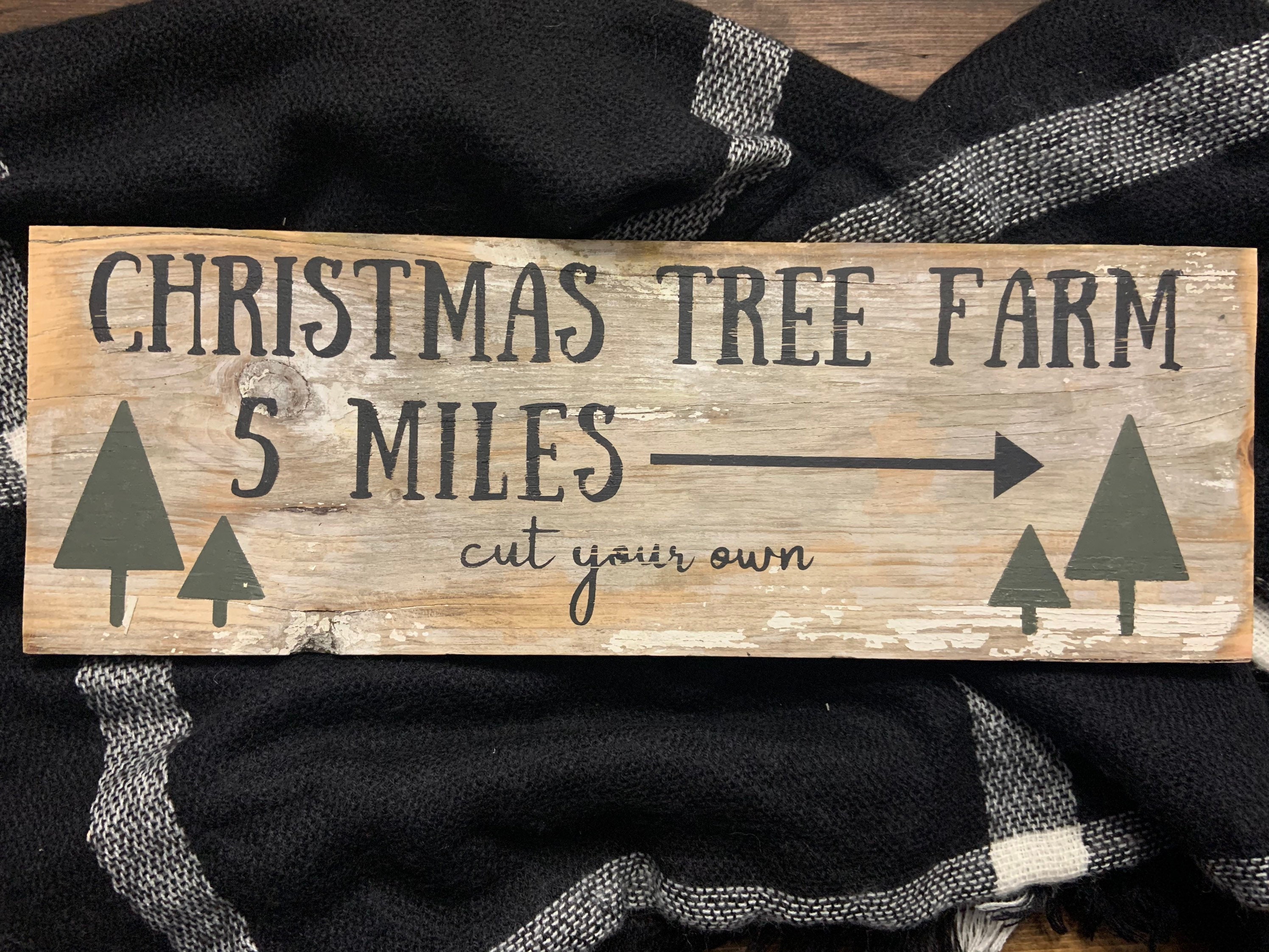 Christmas Tree Farm Sign on Reclaimed Chippy Painted Wood- Hand Painted ...