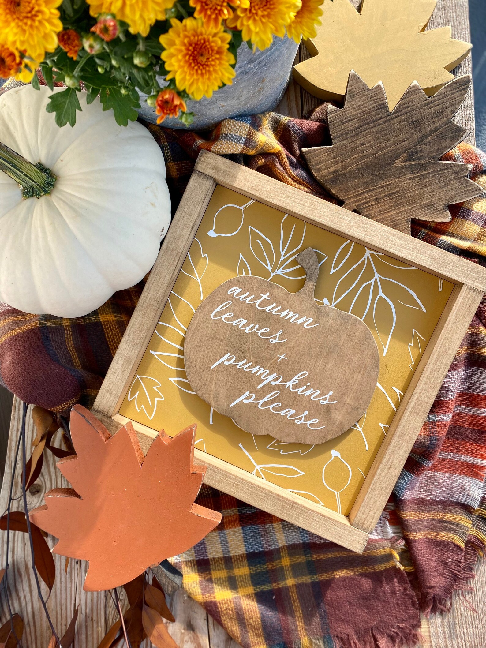 Rustic Wooden Leaf Cutout Fall Décor Autumn Décor Tiered | Etsy