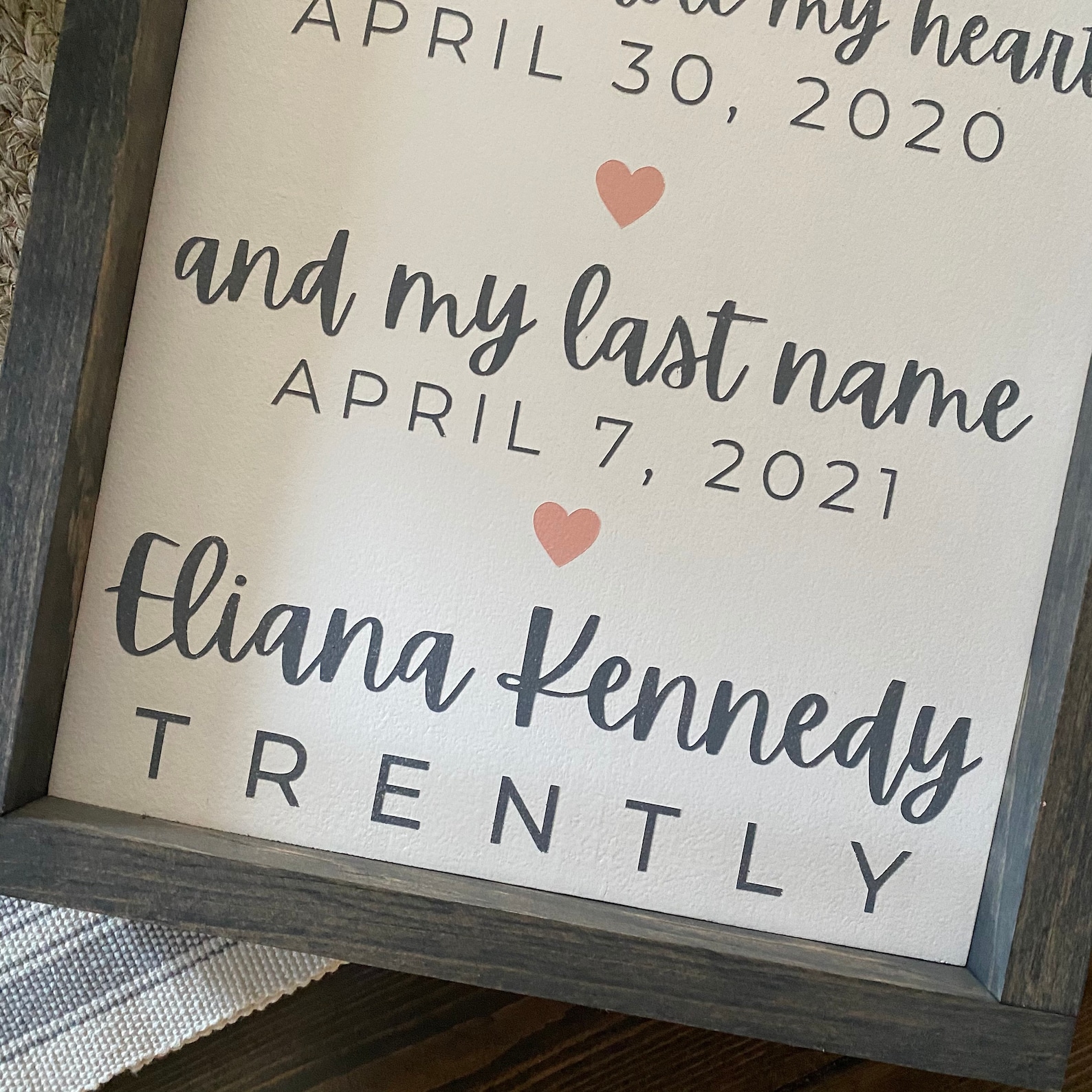 Personalized Adoption Name Sign With Significant Dates Wooden Sign Hand ...