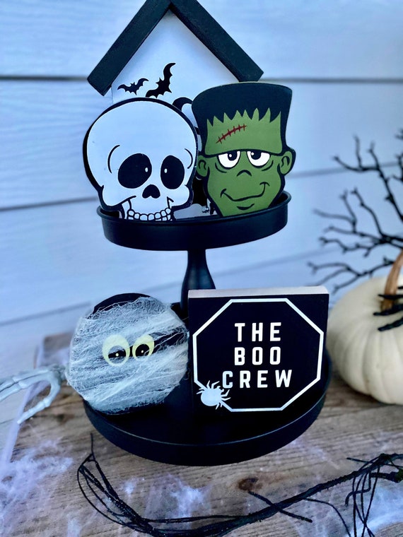 The Boo Crew Frankenstein Mummy and Skeleton Wooden Cutouts | Etsy