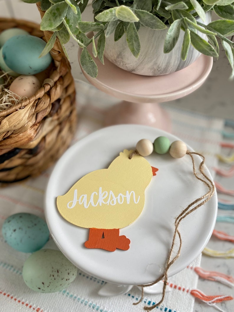 Yellow Chick/peep-shaped Easter Basket Personalized Name Tag | Etsy