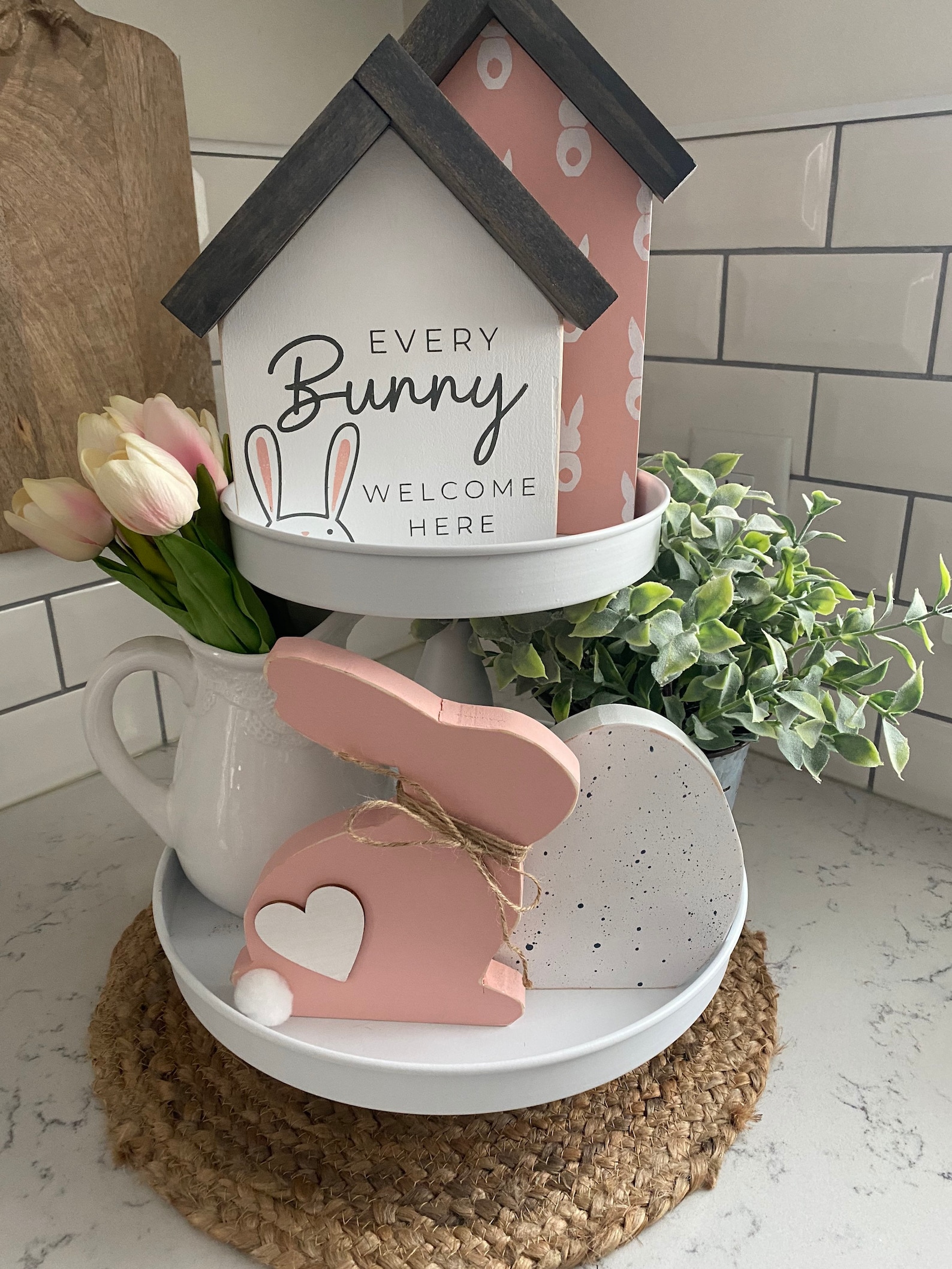 Every Bunny Welcome Here Mini House-Shaped Sign Set Hand | Etsy