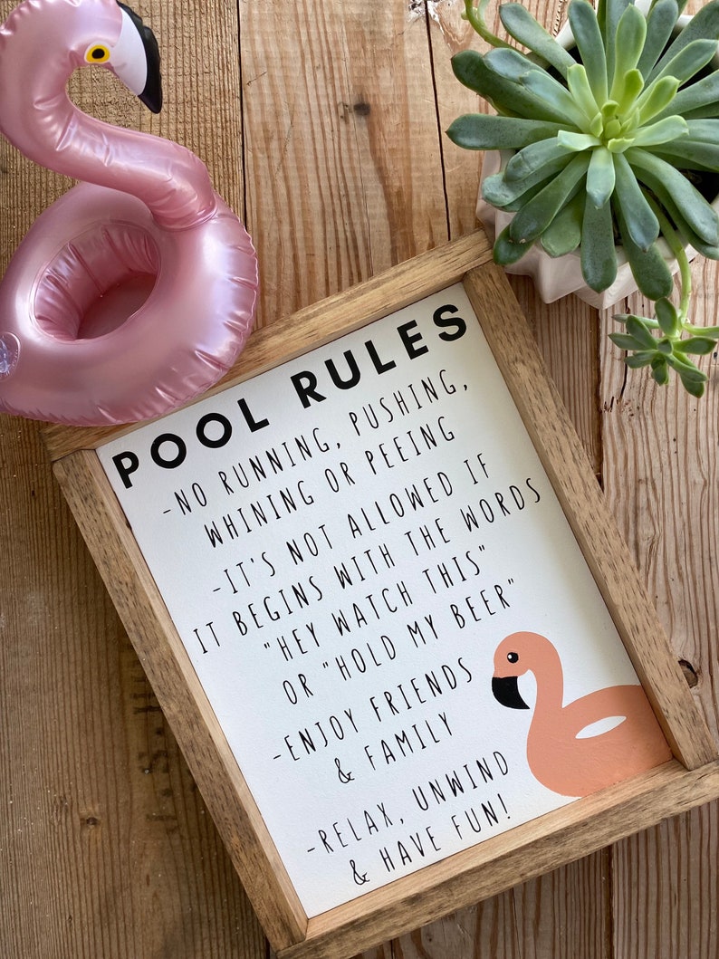 Pool Rules Sign With Humor Wooden Sign Hand-made and - Etsy