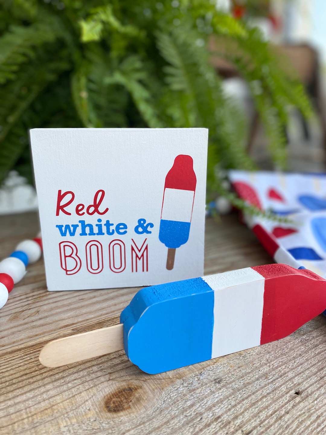 Patriotic Red White and Blue Wooden Bomb Pop Decor | Rocket Pop ...