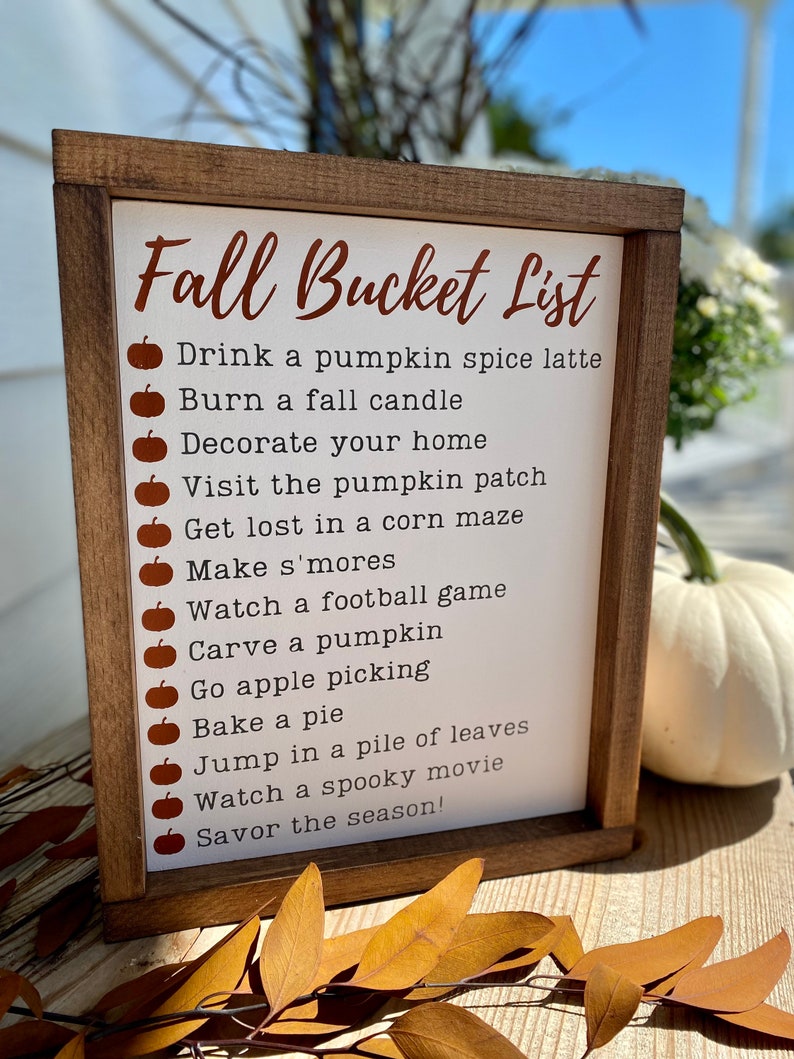 Fall Bucket List Sign Wooden Sign Hand-made and - Etsy