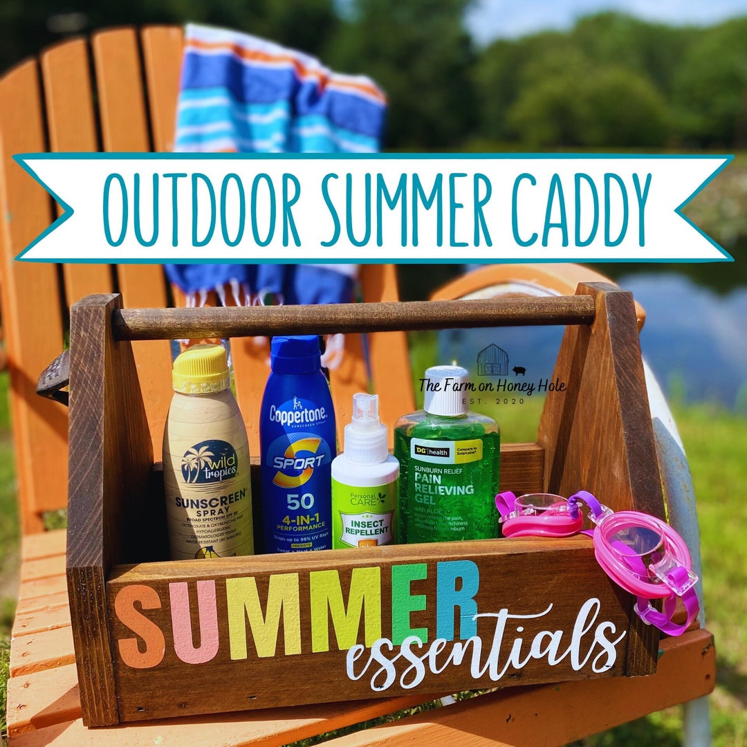 Summer Essentials Wooden Caddy/carrying Box/tote Pool and Outdoor Caddy ...