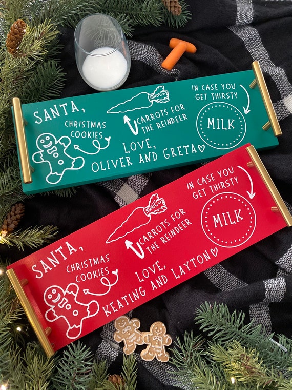 Personalized Milk and Cookies for Santa Wood Tray Hand-made | Etsy