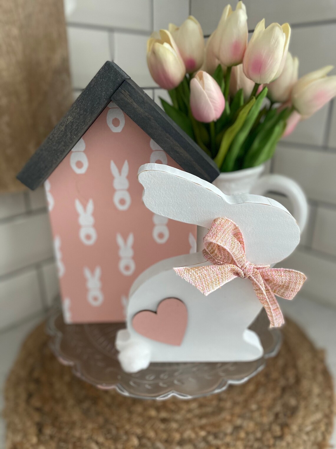 Every Bunny Welcome Here Mini House-Shaped Sign Set Hand | Etsy