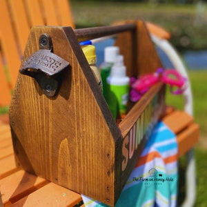 Summer Essentials Wooden Caddy/carrying Box/tote Pool and Outdoor Caddy ...