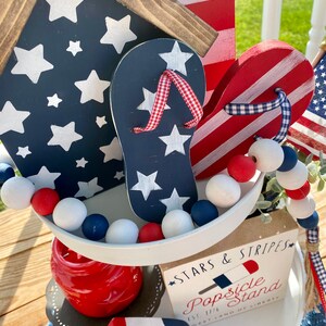 Patriotic Red White and Blue Wooden Flip Flop Pair SET | Hand-cut ...