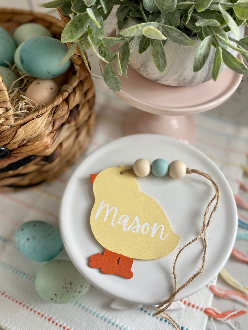 Yellow Chick/peep-shaped Easter Basket Personalized Name Tag | Etsy