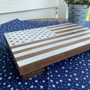 Wooden American Flag Tabletop Riser | Decorative Stand | Patriotic ...