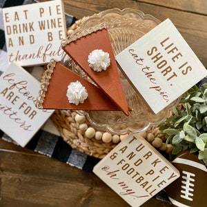 Turkey Pie and Football Oh My! Mini Square Thanksgiving Sign ...