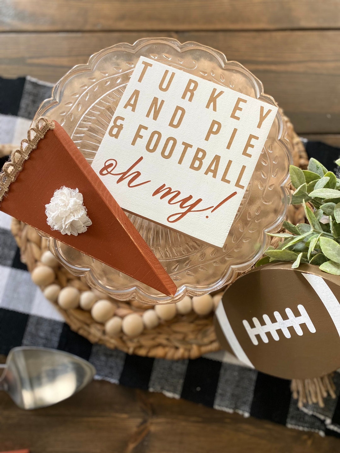 Turkey Pie and Football Oh My! Mini Square Thanksgiving Sign ...