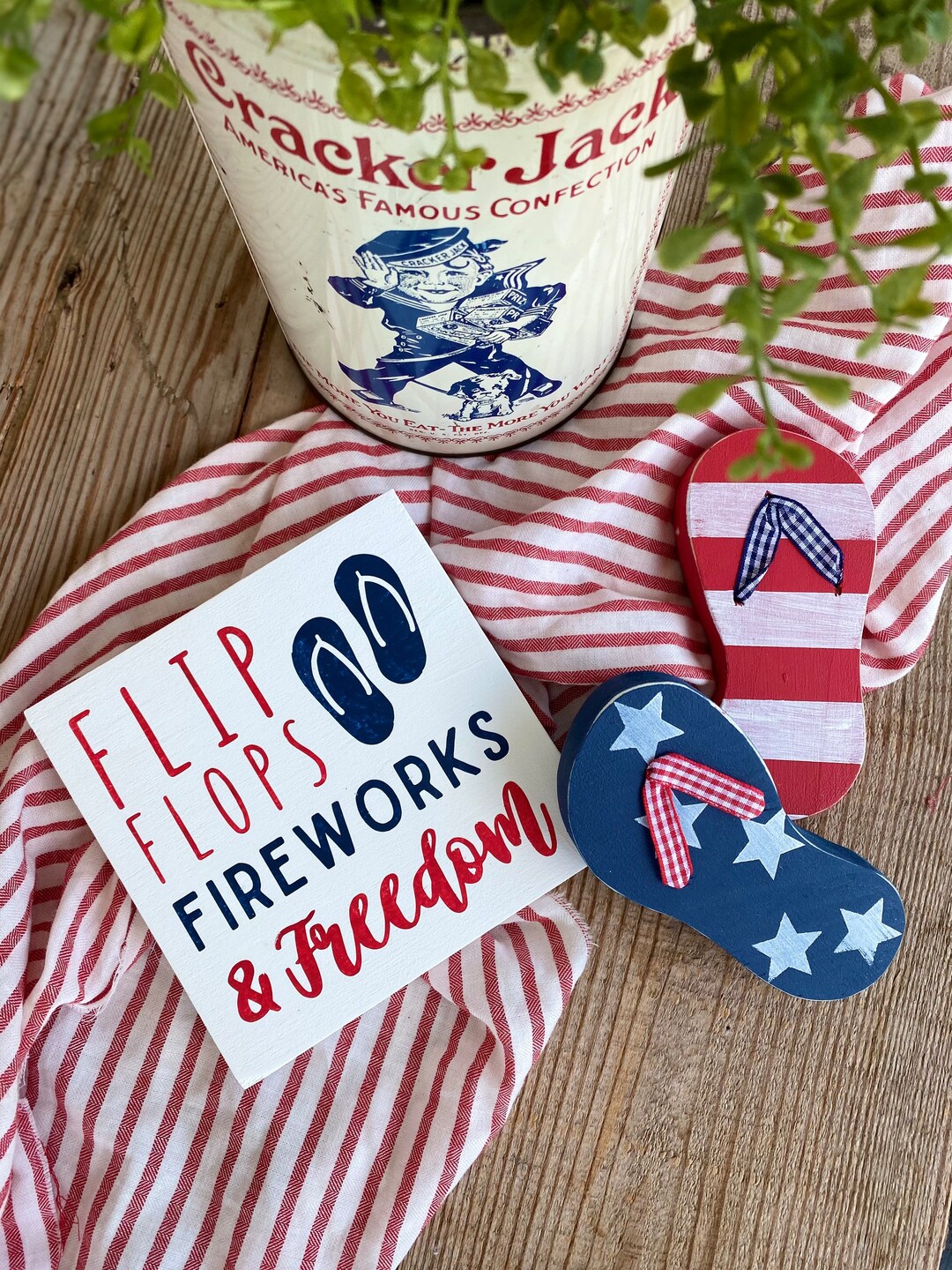 Patriotic Red White and Blue Wooden Flip Flop Pair SET | Hand-cut ...