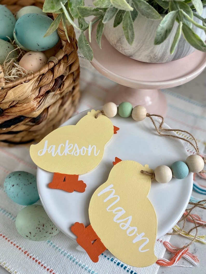 Yellow Chick/peep-shaped Easter Basket Personalized Name Tag | Etsy