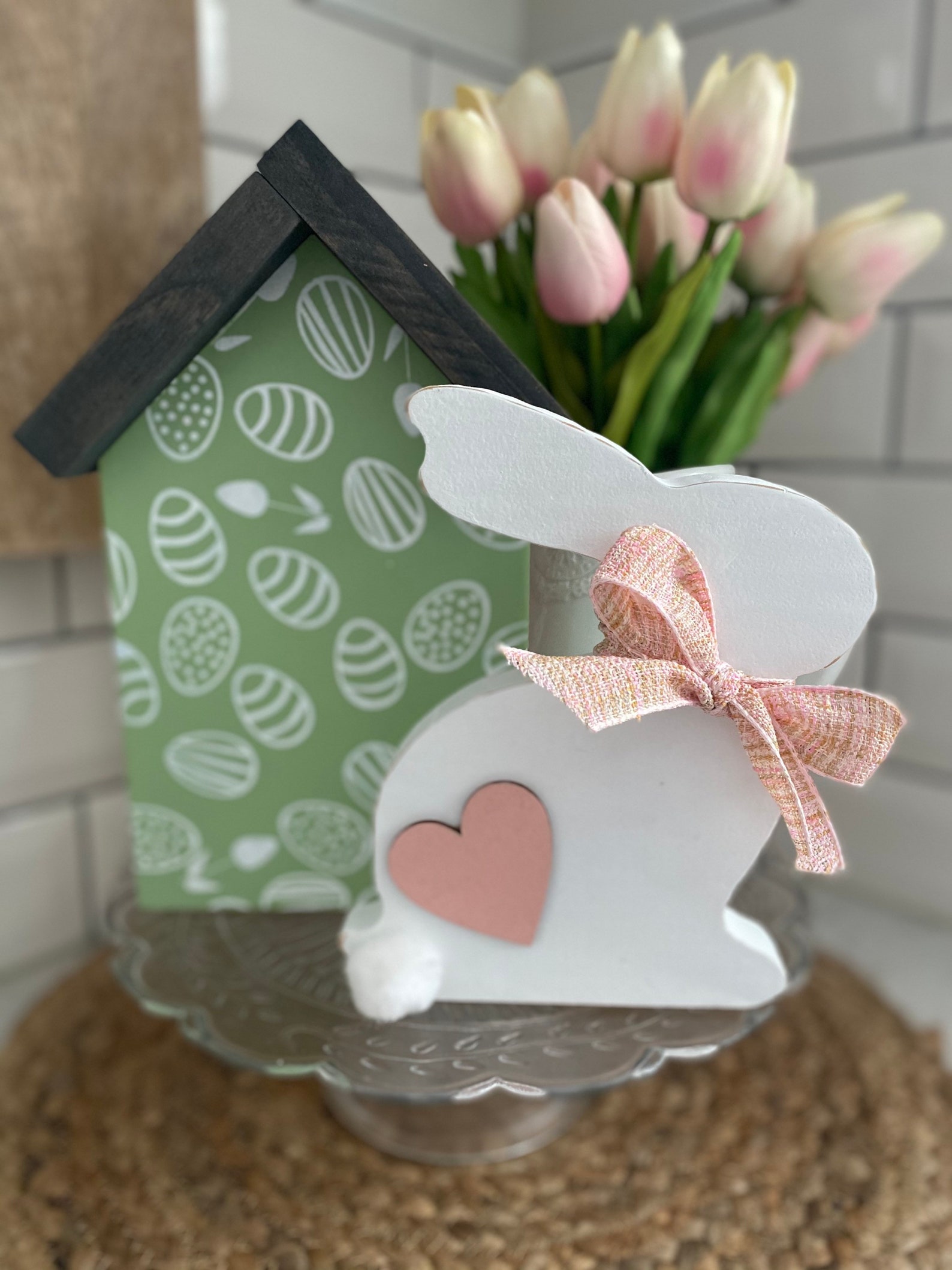 Every Bunny Welcome Here Mini House-shaped Sign Set - Hand Painted Wood ...