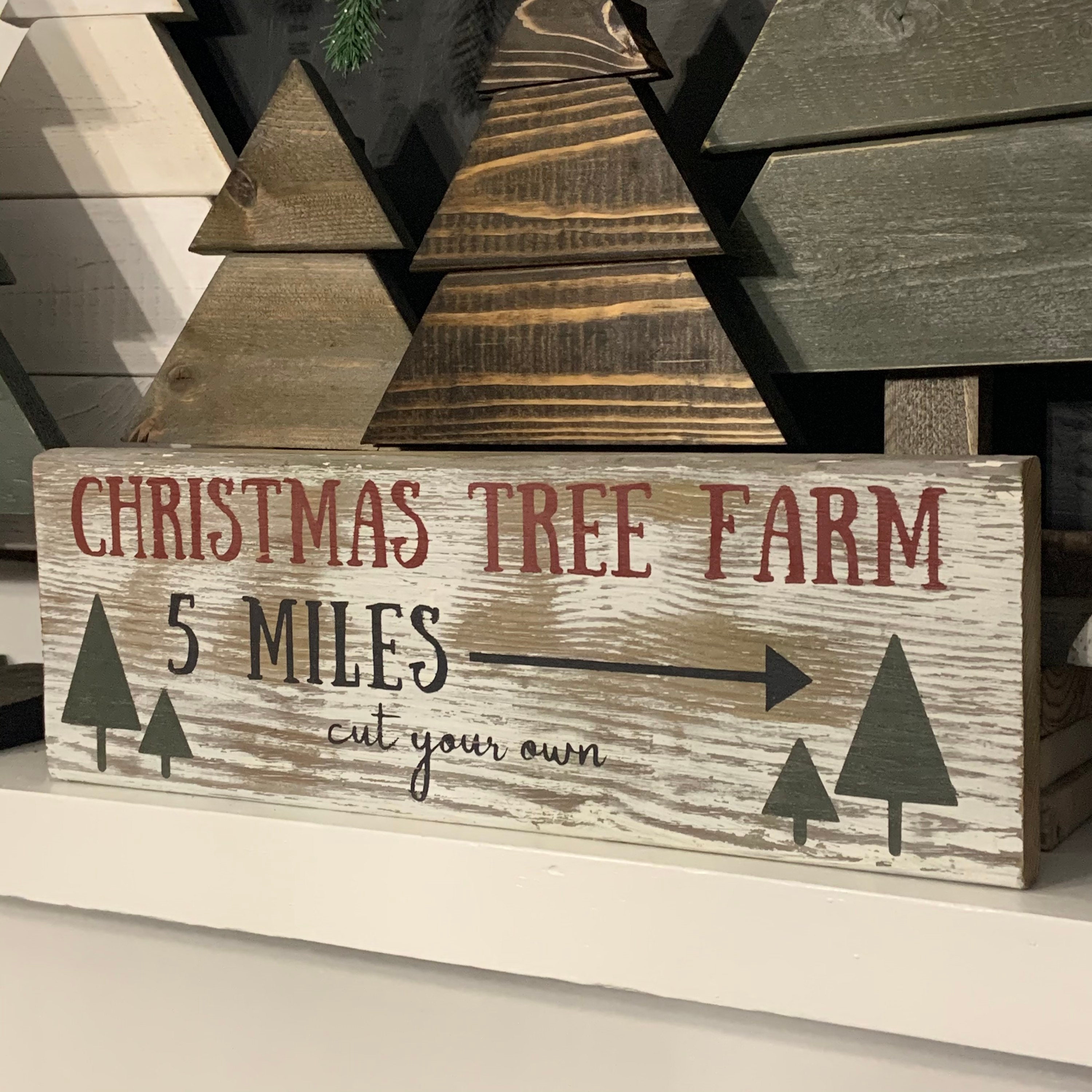 Christmas Tree Farm Sign on Reclaimed Chippy Painted Wood- Hand Painted ...