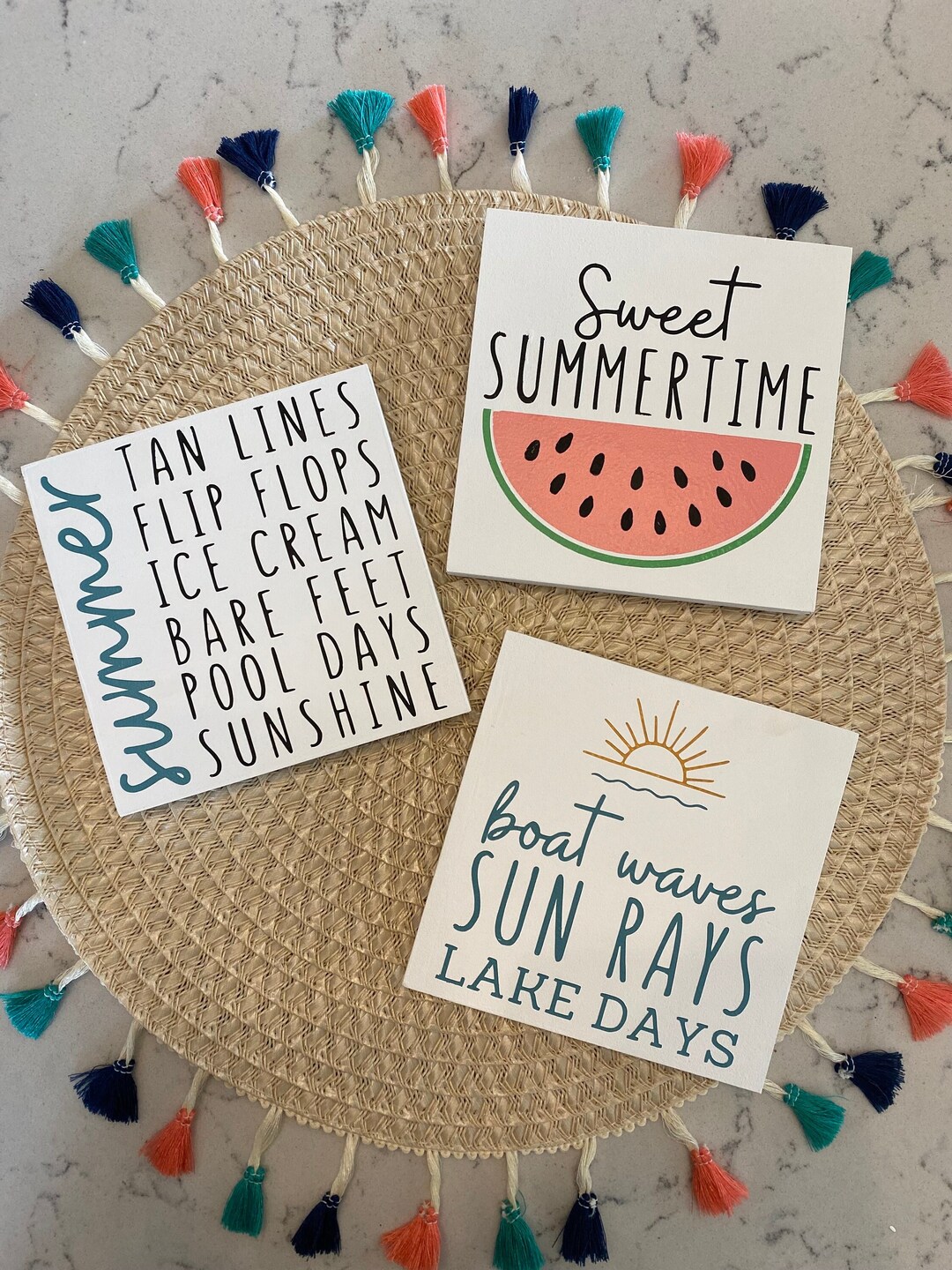 Sweet Summertime Mini Square Signs | Hand Painted Wood Décor | Summer ...