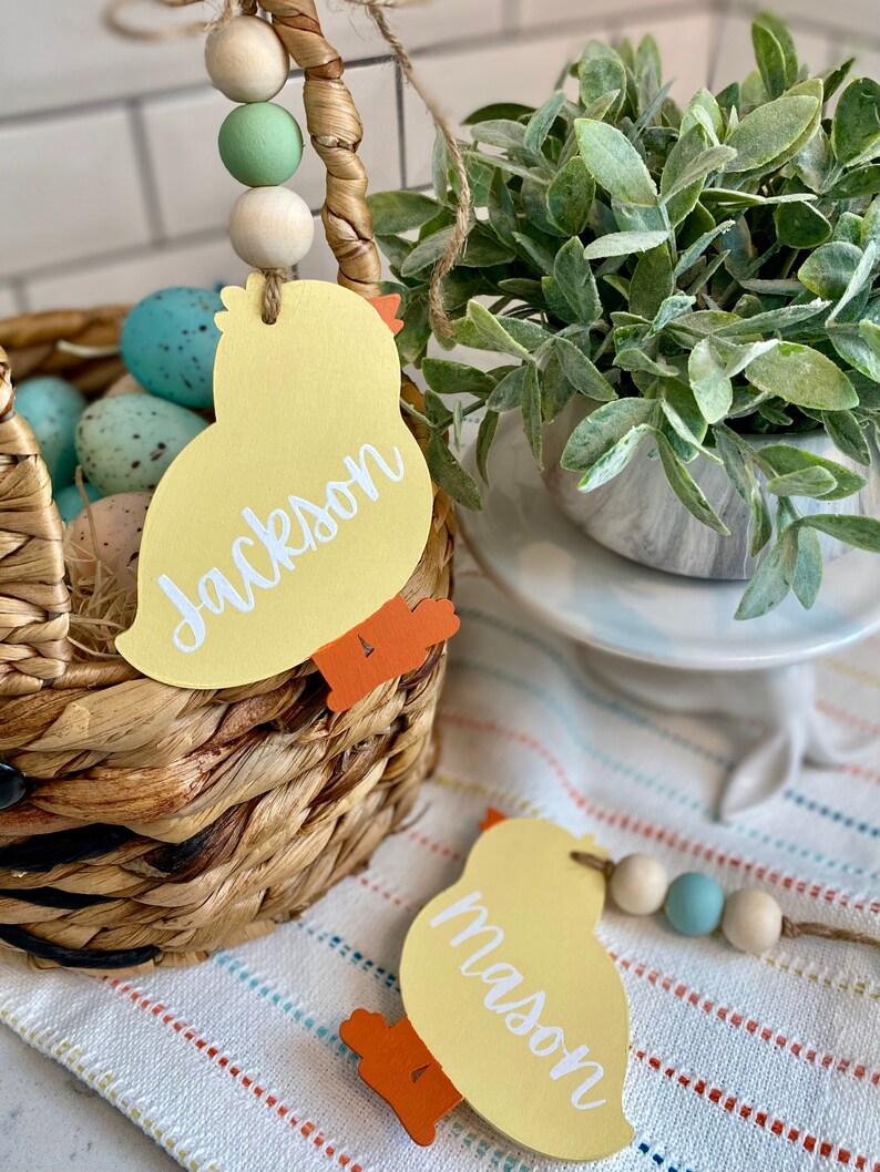 Yellow Chick/peep-shaped Easter Basket Personalized Name Tag - Etsy