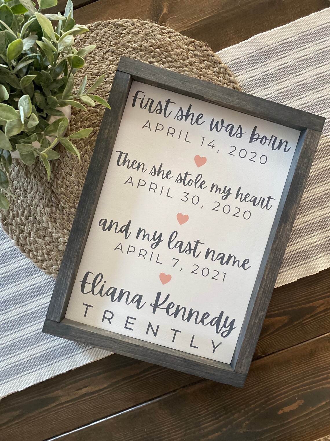 Personalized Adoption Name Sign With Significant Dates | Etsy