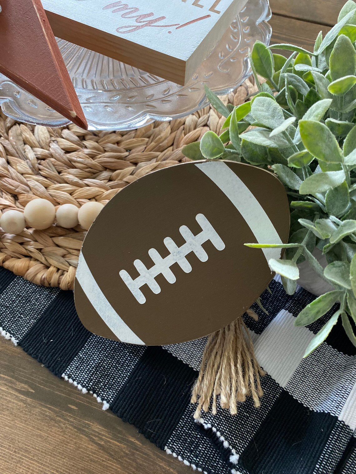 Turkey Pie and Football Oh My! Mini Square Thanksgiving Sign ...