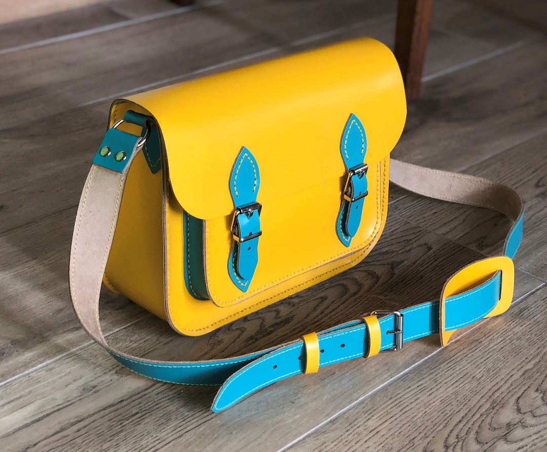 Yellow Satchel Leather Satchel Medium Leather Satchel Handmade in ...