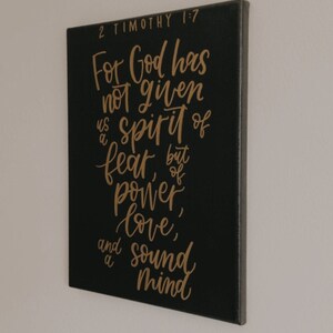 2 Timothy 1:7 Hand-lettered Scripture Canvas | Power, Love, and a Sound ...