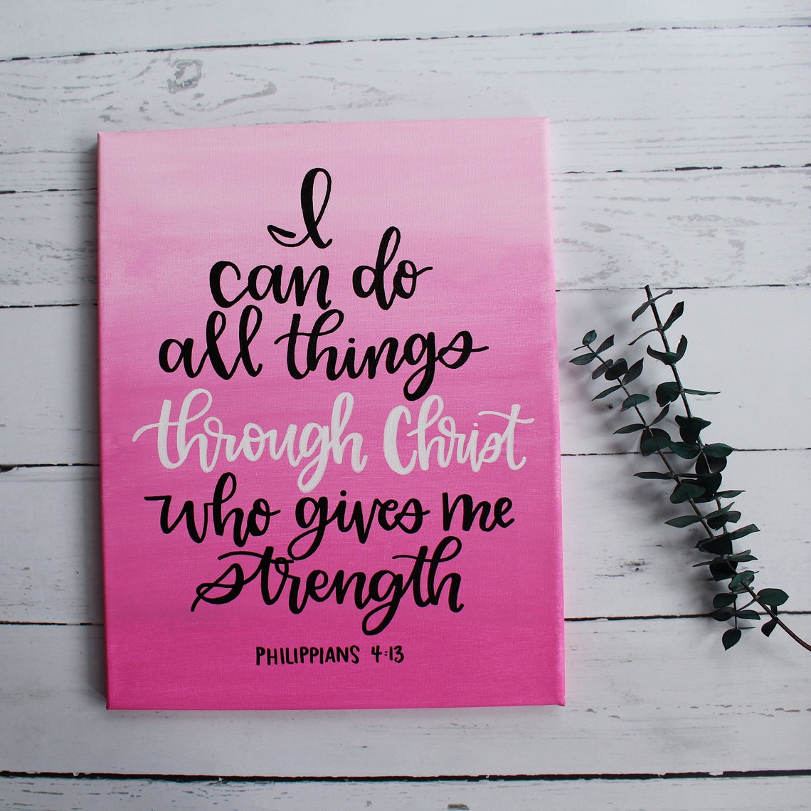 Philippians 4:13 Hand Lettered Scripture Canvas Home Decor - Etsy
