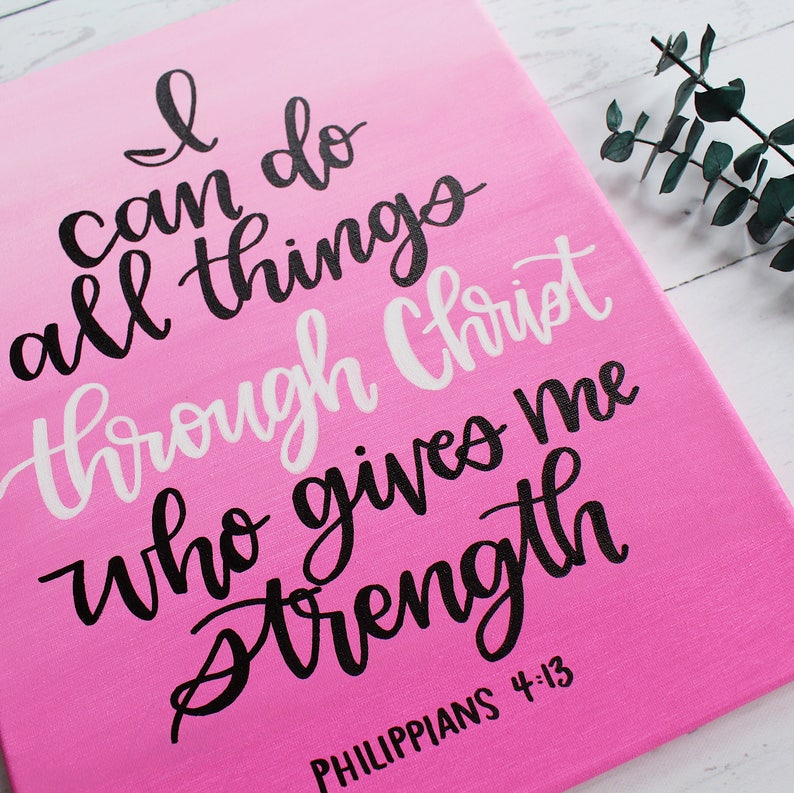Philippians 4:13 Hand Lettered Scripture Canvas Home Decor - Etsy