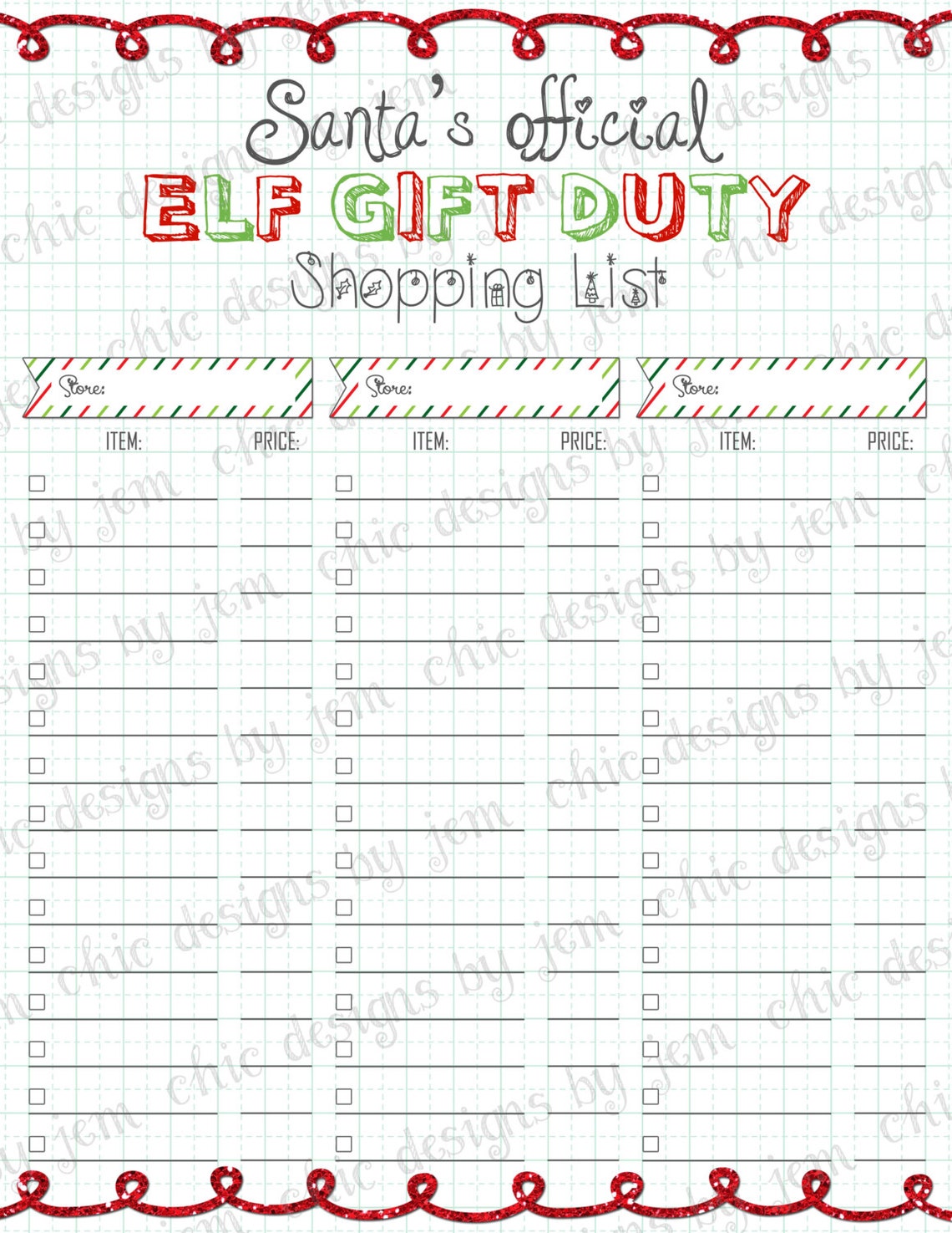Christmas Shopping List Printable Christmas Planning List Etsy