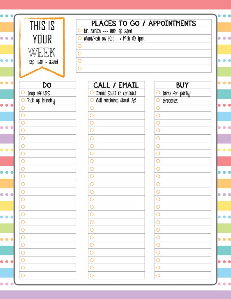 To Do List Printable Weekly/daily Things to Do Planning List - Etsy