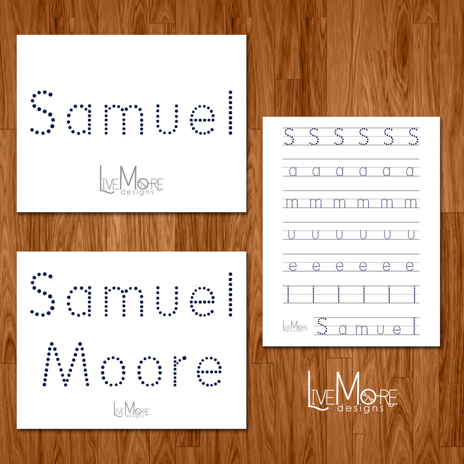 Custom Preschool Name Writing Practice Worksheet Set Digital | Etsy