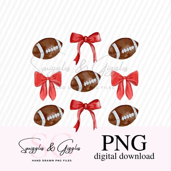 Watercolor Football Coquette Bow Png - Etsy