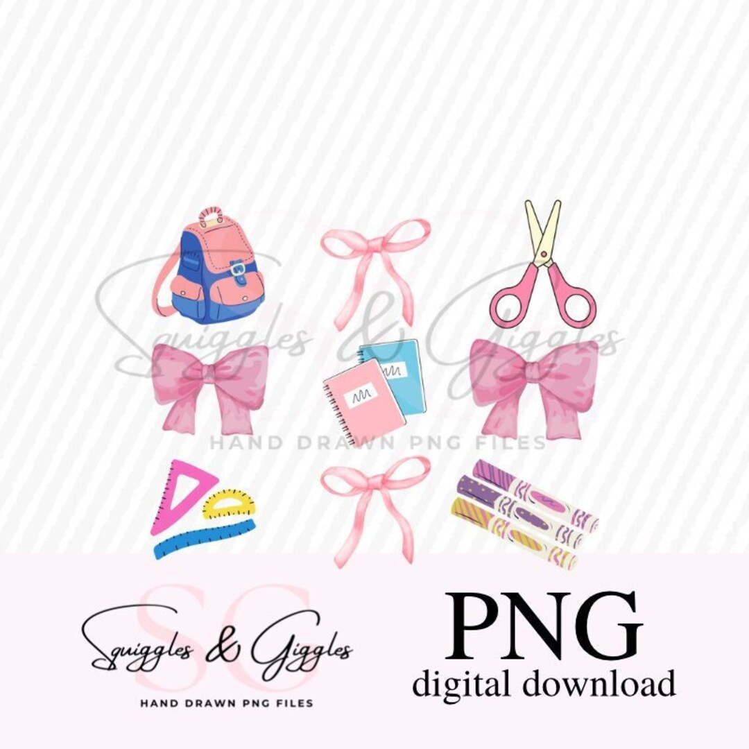 Girl School Supplies Bows Png School Supplies Coquette Digital Design ...