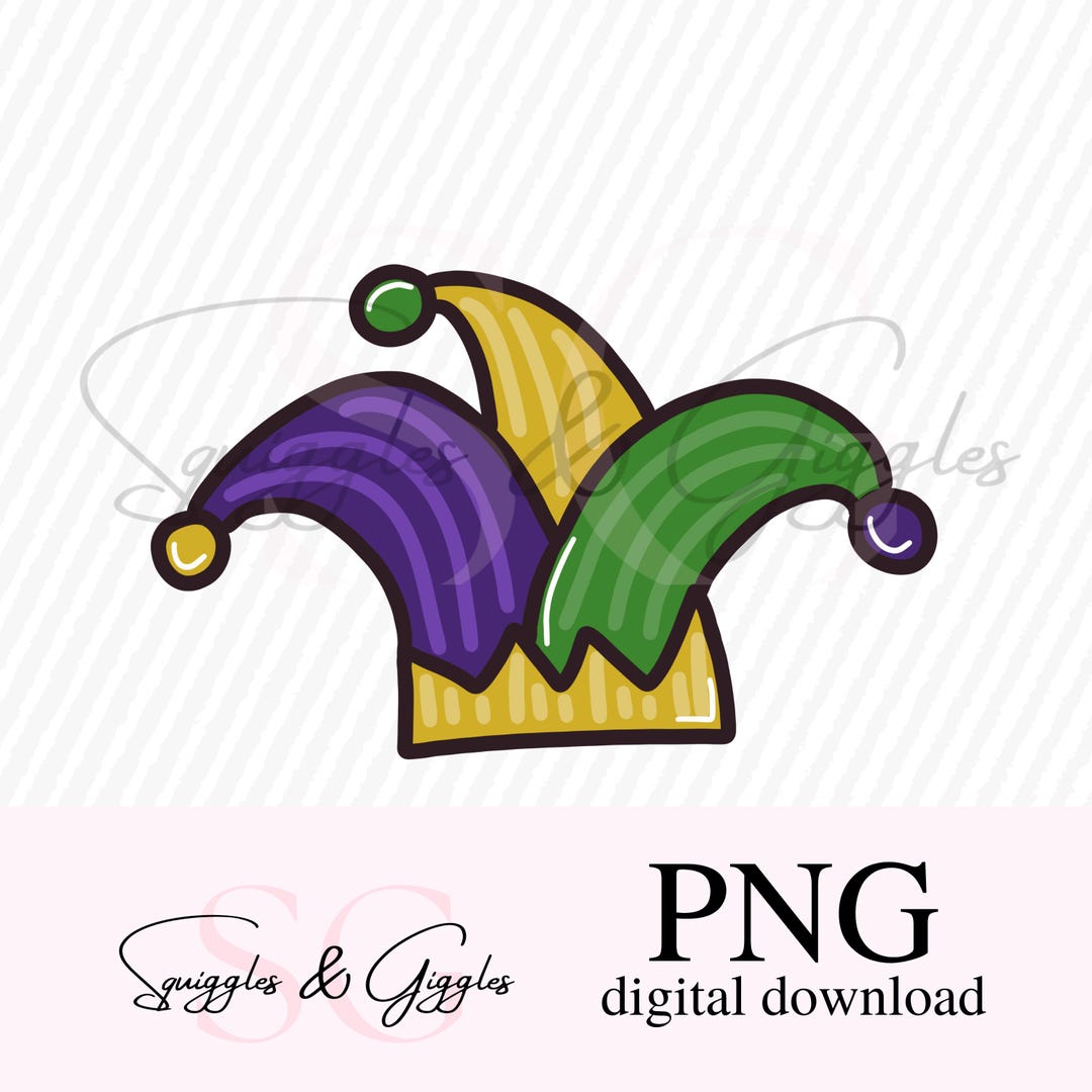 Mardi Gras Jester Hat PNG Design Hand Drawn Sublimation Digital ...