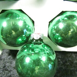 Vintage Holly Glass Ornaments, Set 175/15, Solid Green Glass Ornaments ...
