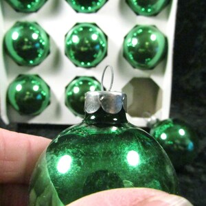 Vintage Holly Glass Ornaments, Set 175/15, Solid Green Glass Ornaments ...