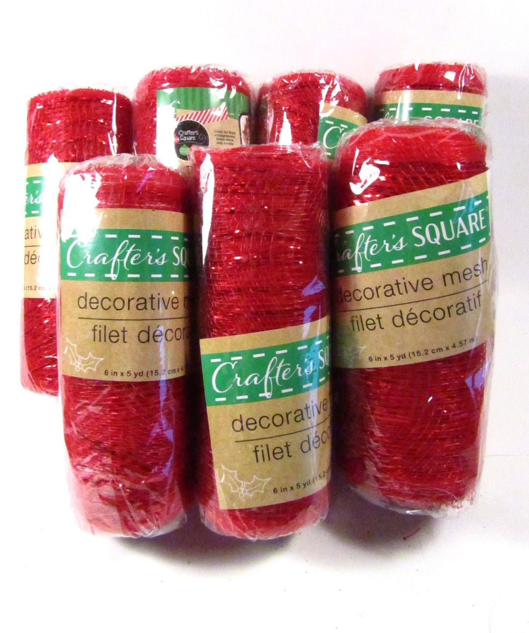 Red Deco Mesh Lot of 7 New Rolls, Red Solid Color, Measures 6" X 5 ...