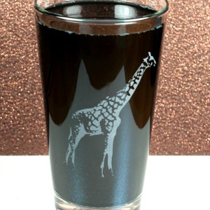 Giraffe Sandblasted Pint Glass - Etsy