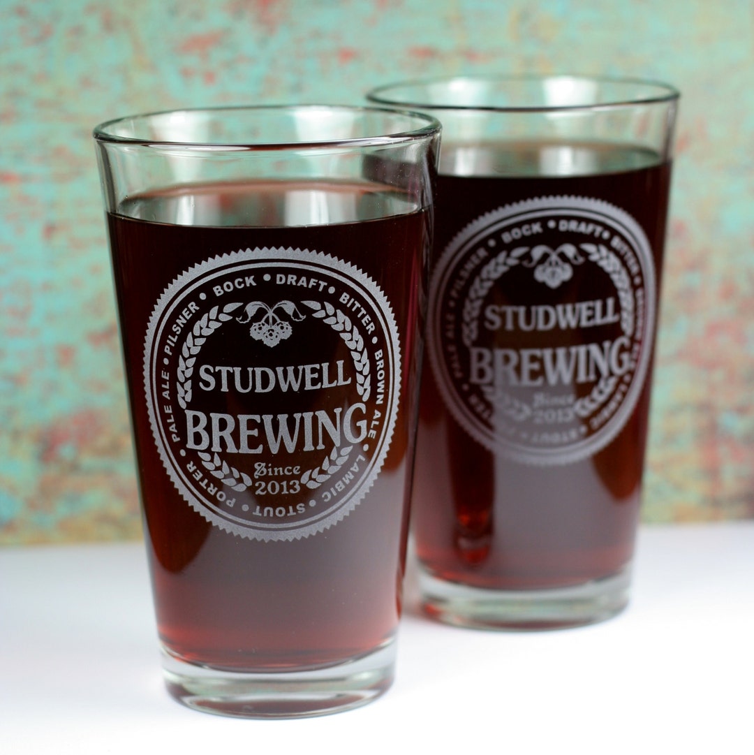 Personalized Brewing With Beer Names Set of 2 Glasses, Home Brew Gift ...