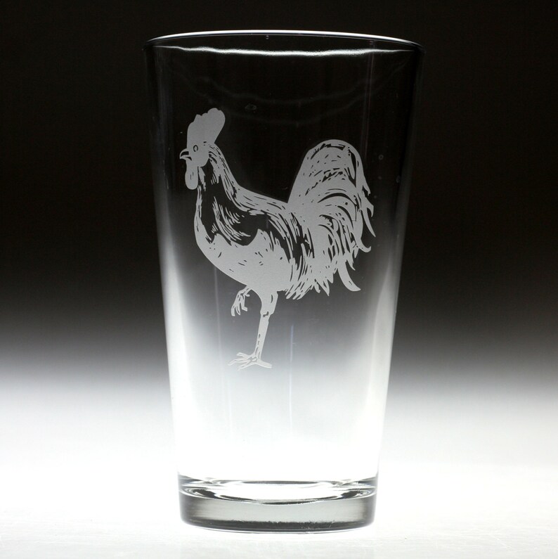 Personalized Rooster Chicken Etched Sandblasted Pint Glass - Etsy