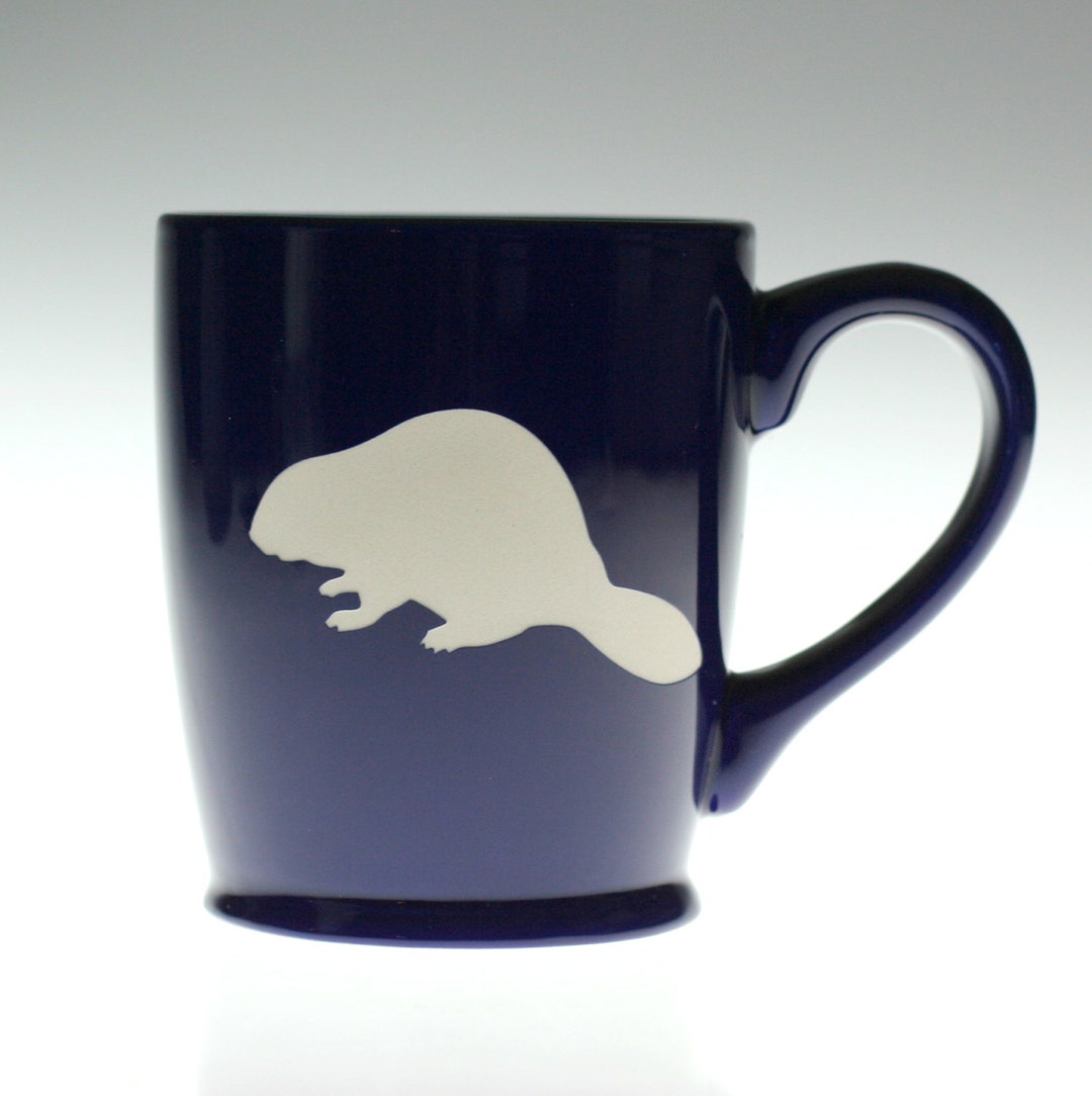 Beaver Etched Ceramic Coffee Mug, Dog Gift, Beaver Gift, Beaver Glass ...