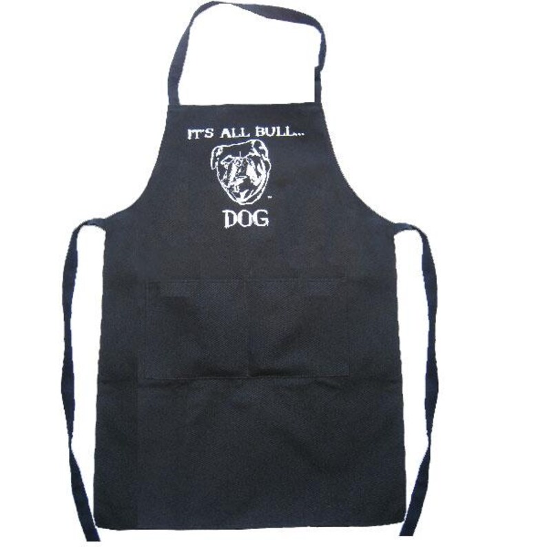 Bulldog BBQ Apron "it's All Bull...dog" Men's and Women's Black Bib BBQ ...