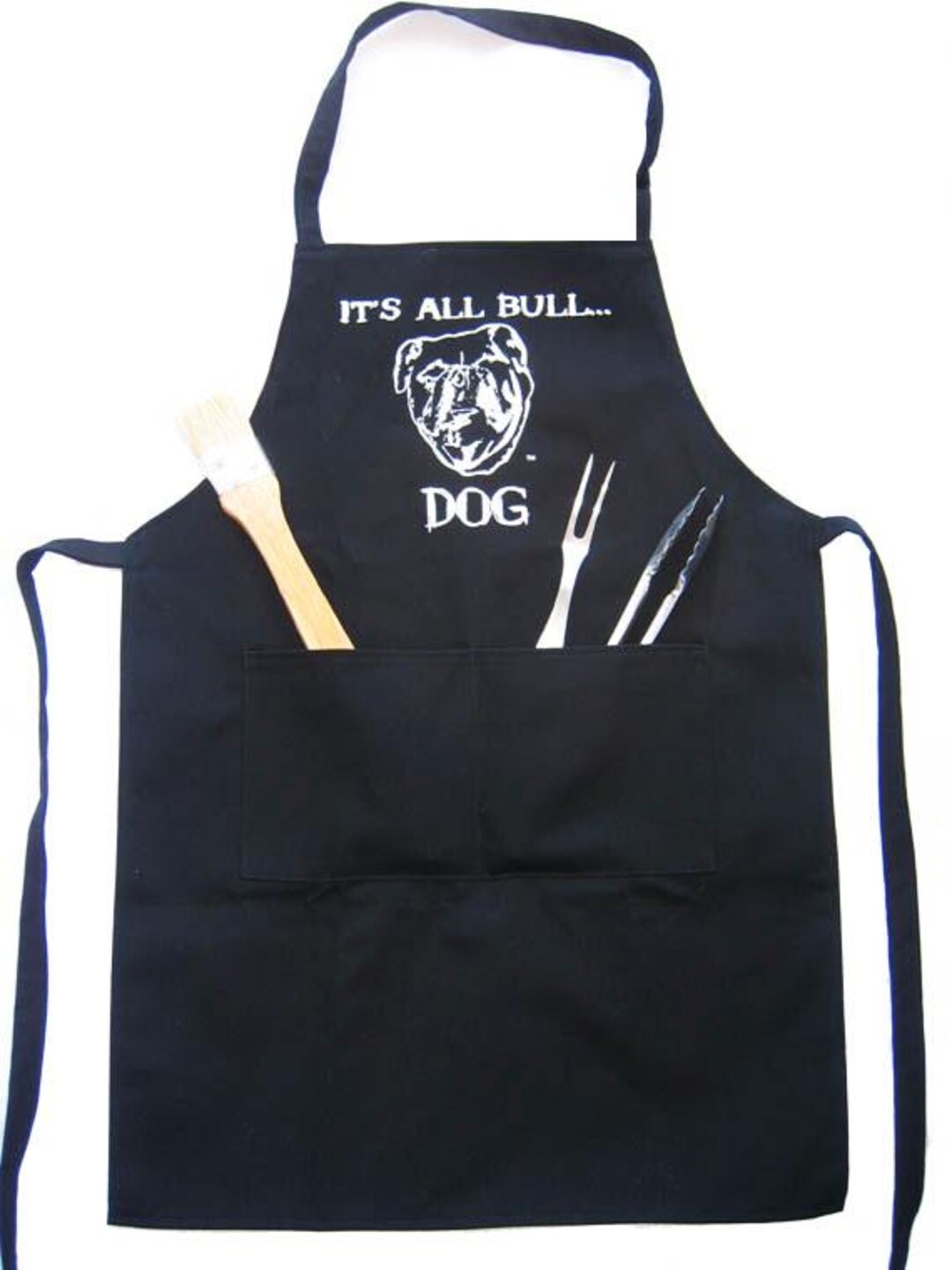 Bulldog BBQ Apron "it's All Bull...dog" Men's and Women's Black Bib BBQ ...