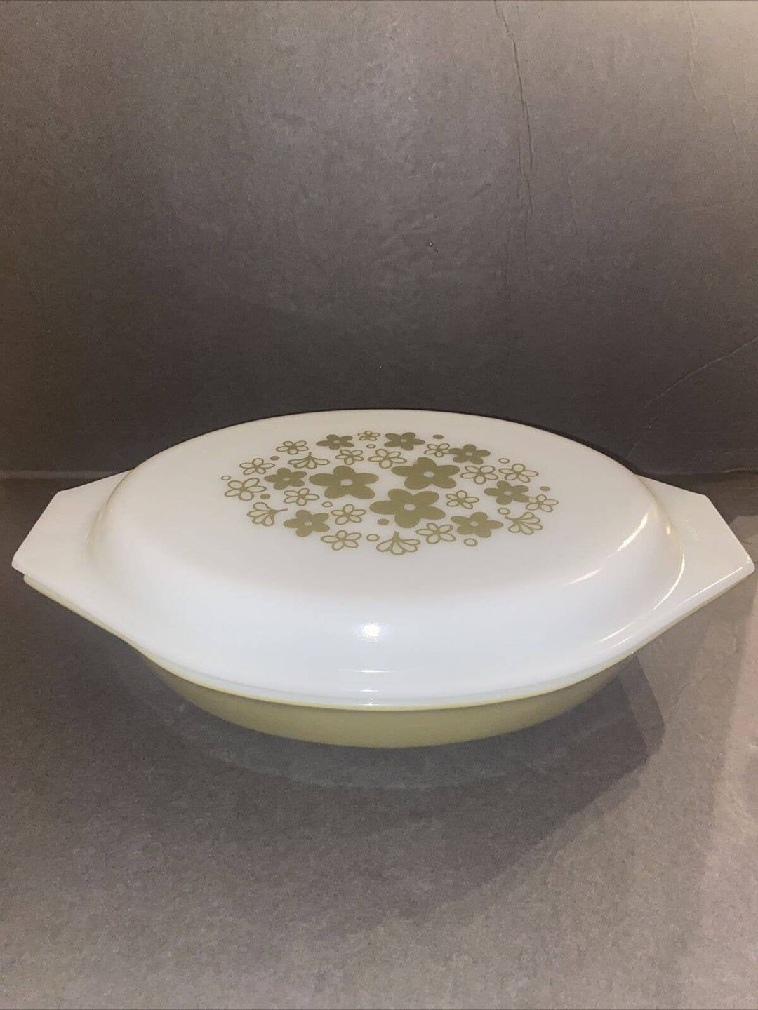 Vintage Pyrex Spring Blossom Daisy 063 Divided 1 Quart Casserole Dish W ...