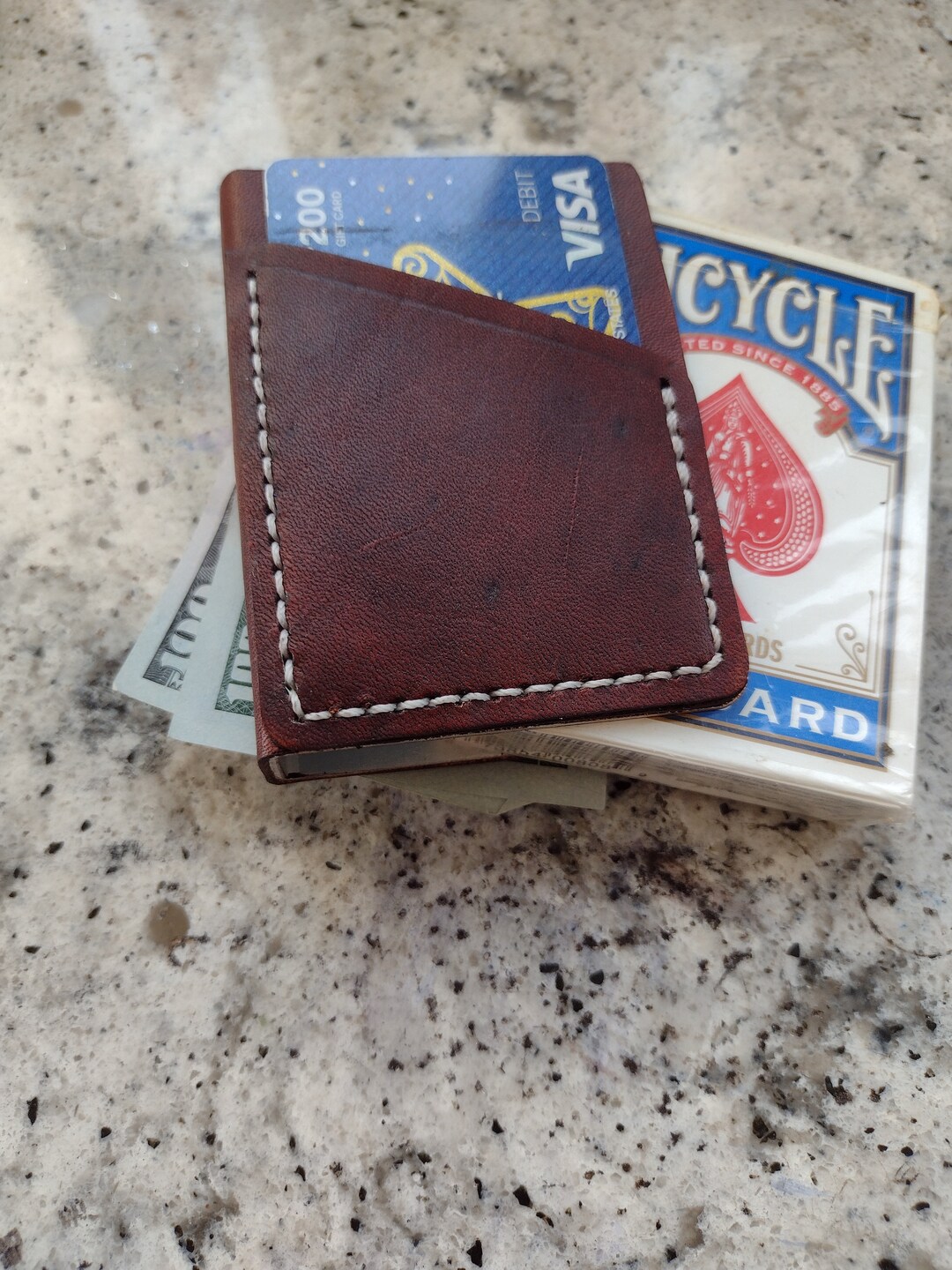 Leather Playing Card Clip Wallet - Etsy