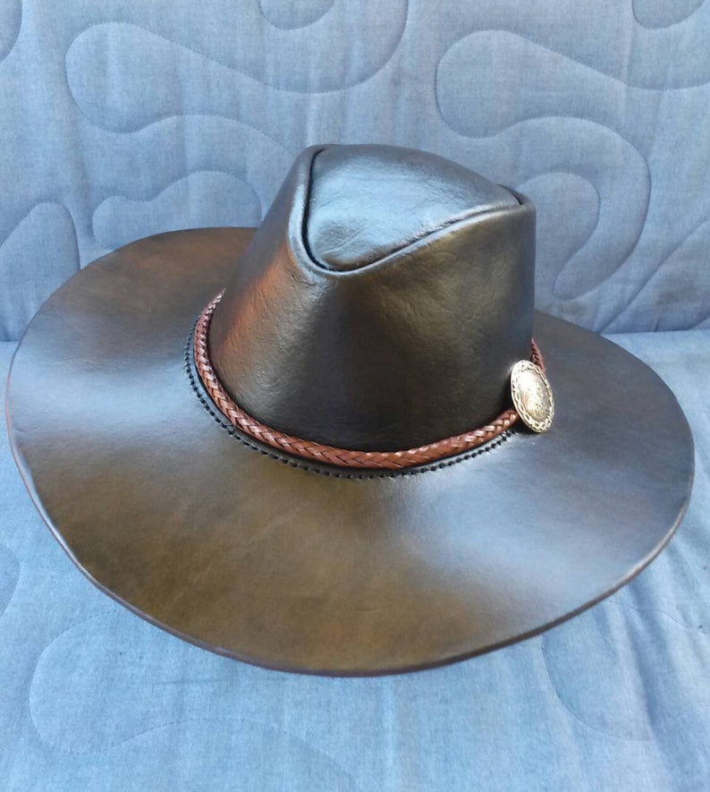 Leather Bushman's Hat With Plaited Leather Hatband and - Etsy